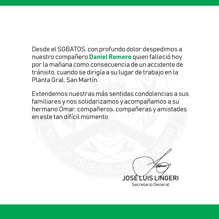 Comunicado fallecimiento – SGBATOS